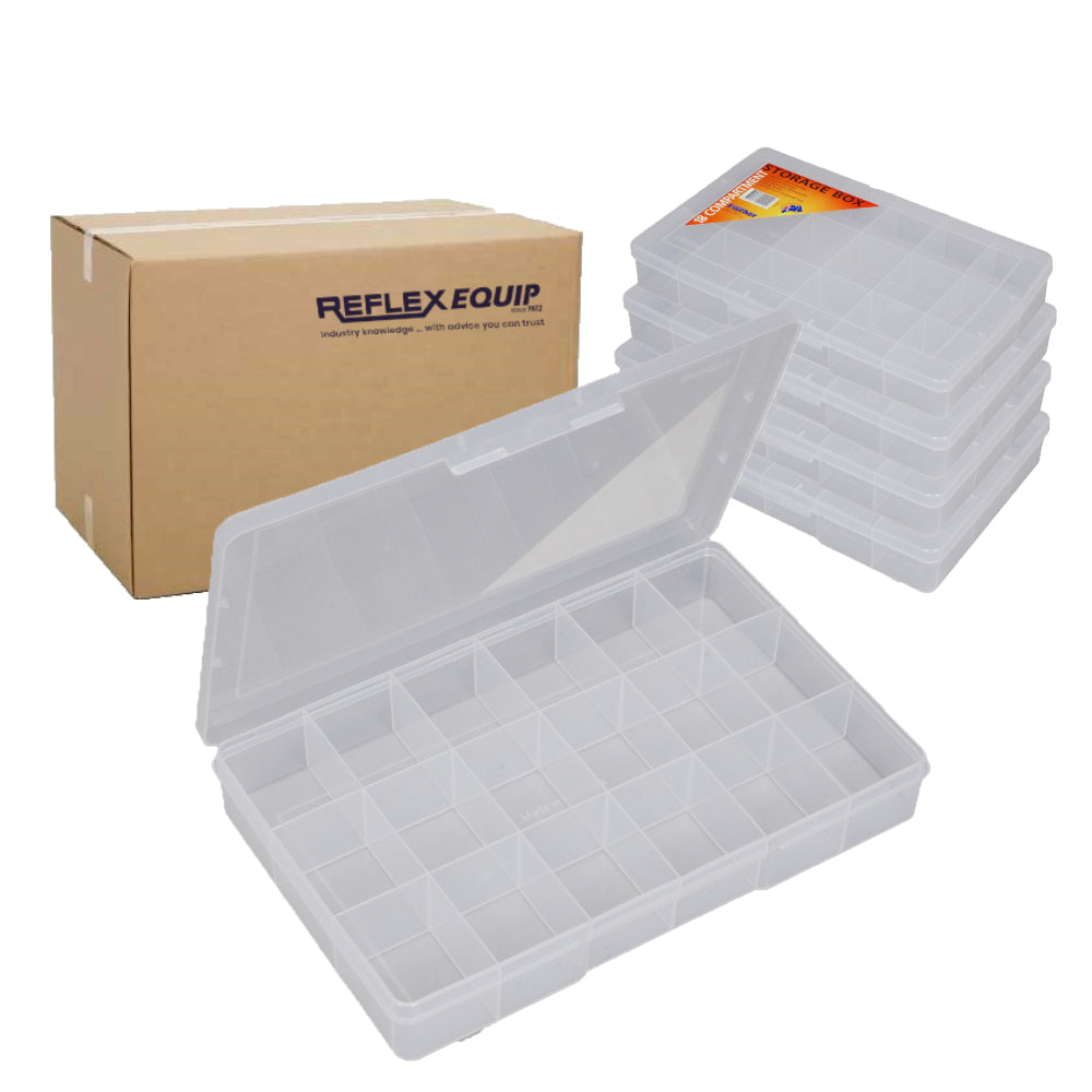 10 X Fischer Clear Plastic Storage Box - 18 Compartments - 310 x 200 x ...