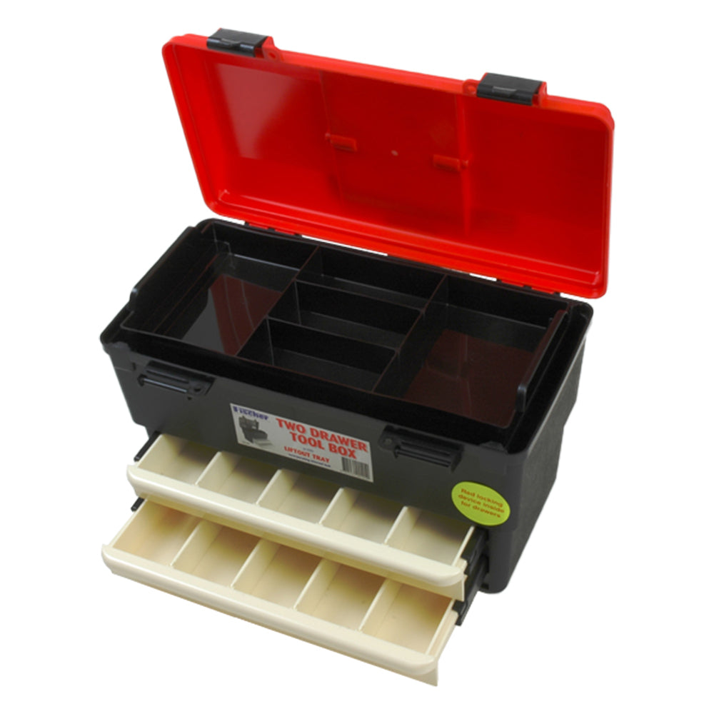Fischer Small Plastic Utility Tool Box - 2 Drawers and Tray - 400 x 23 ...
