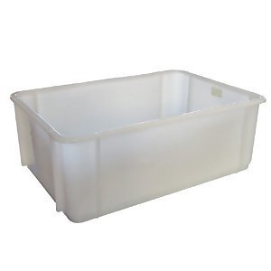 36L Plastic Stacking Container - Solid Base - 565 x 387 x 203mm - Whit ...