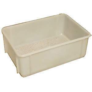 36L Plastic Stacking Container - Mesh Base - 565 x 387 x 203mm - White ...